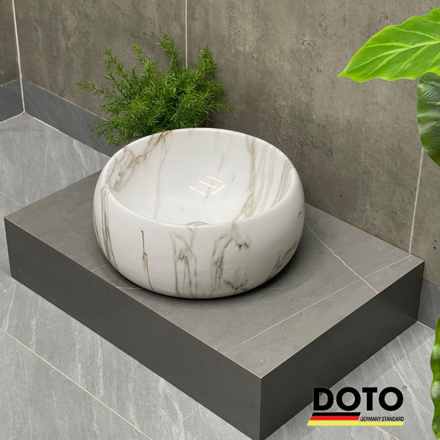 Lavabo Đặt Bàn Tròn Vân Đá DT-LA62 – Doto – Thiết bị vệ sinh